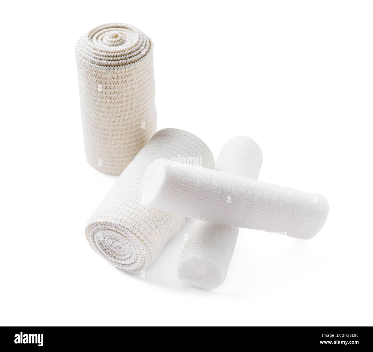 Different bandage rolls on white background Stock Photo - Alamy