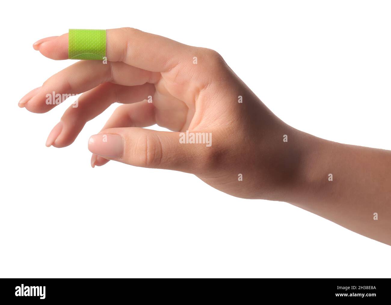 Female hand with medical plaster on white background Stock Photo - Alamy
