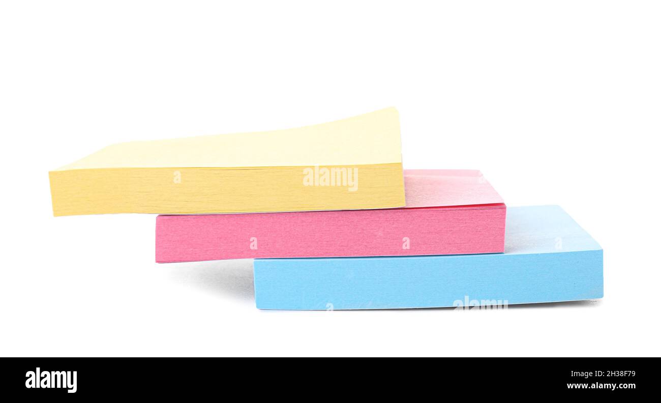 Colorful sticky notes on white background Stock Photo - Alamy