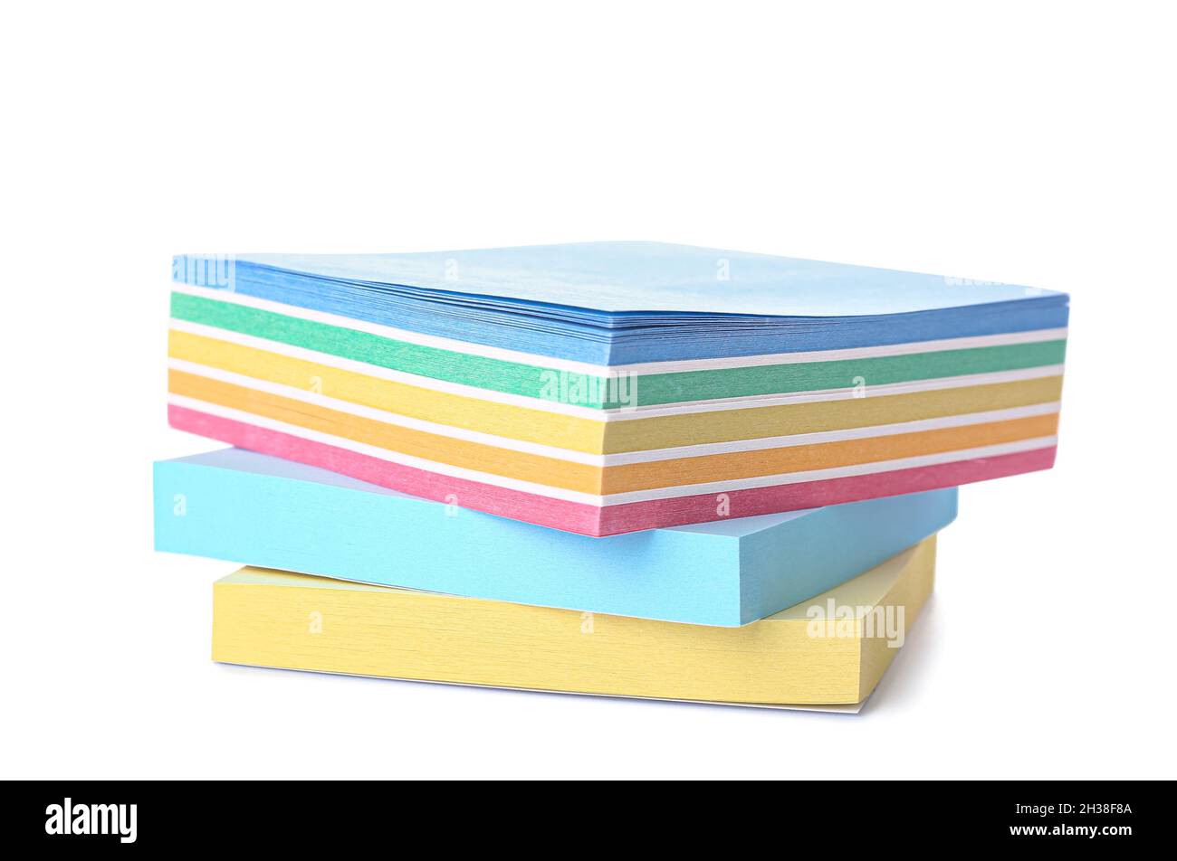 Colorful sticky notes on white background Stock Photo - Alamy
