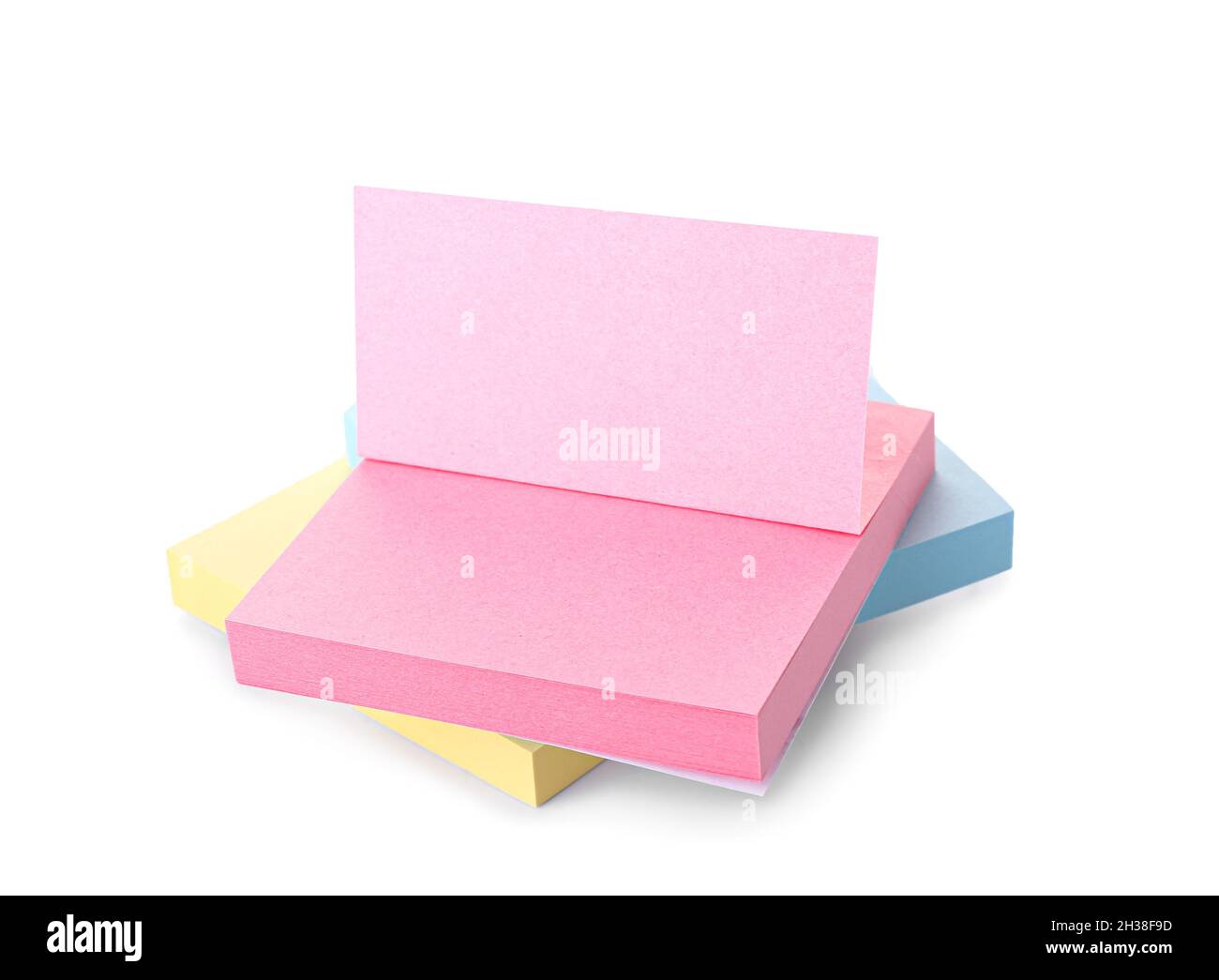 Stack Of Sticky Notes On White Background Stock Photo - Alamy