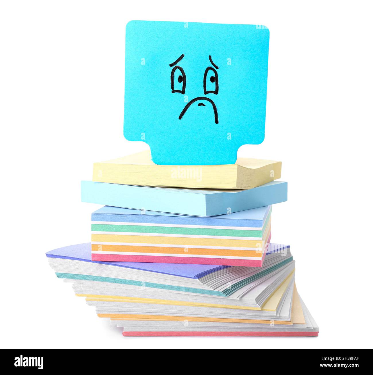 Colorful sticky notes with drawn sad face on white background Stock ...