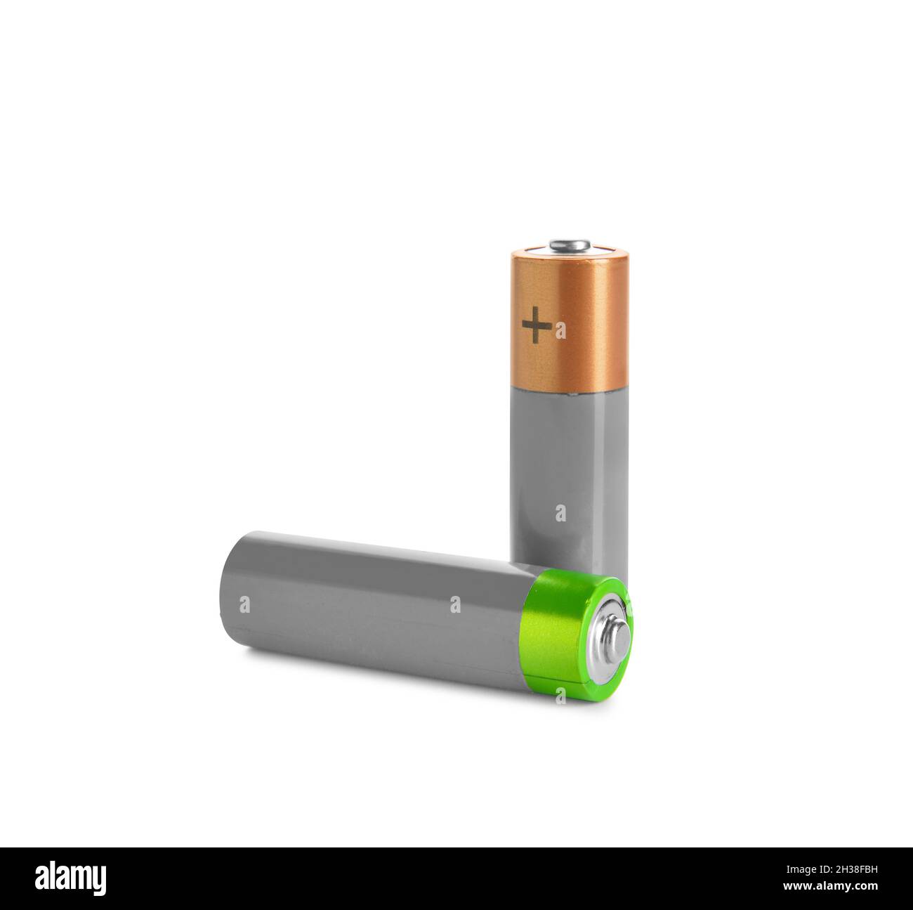 Alkaline batteries isolated on white background Stock Photo - Alamy