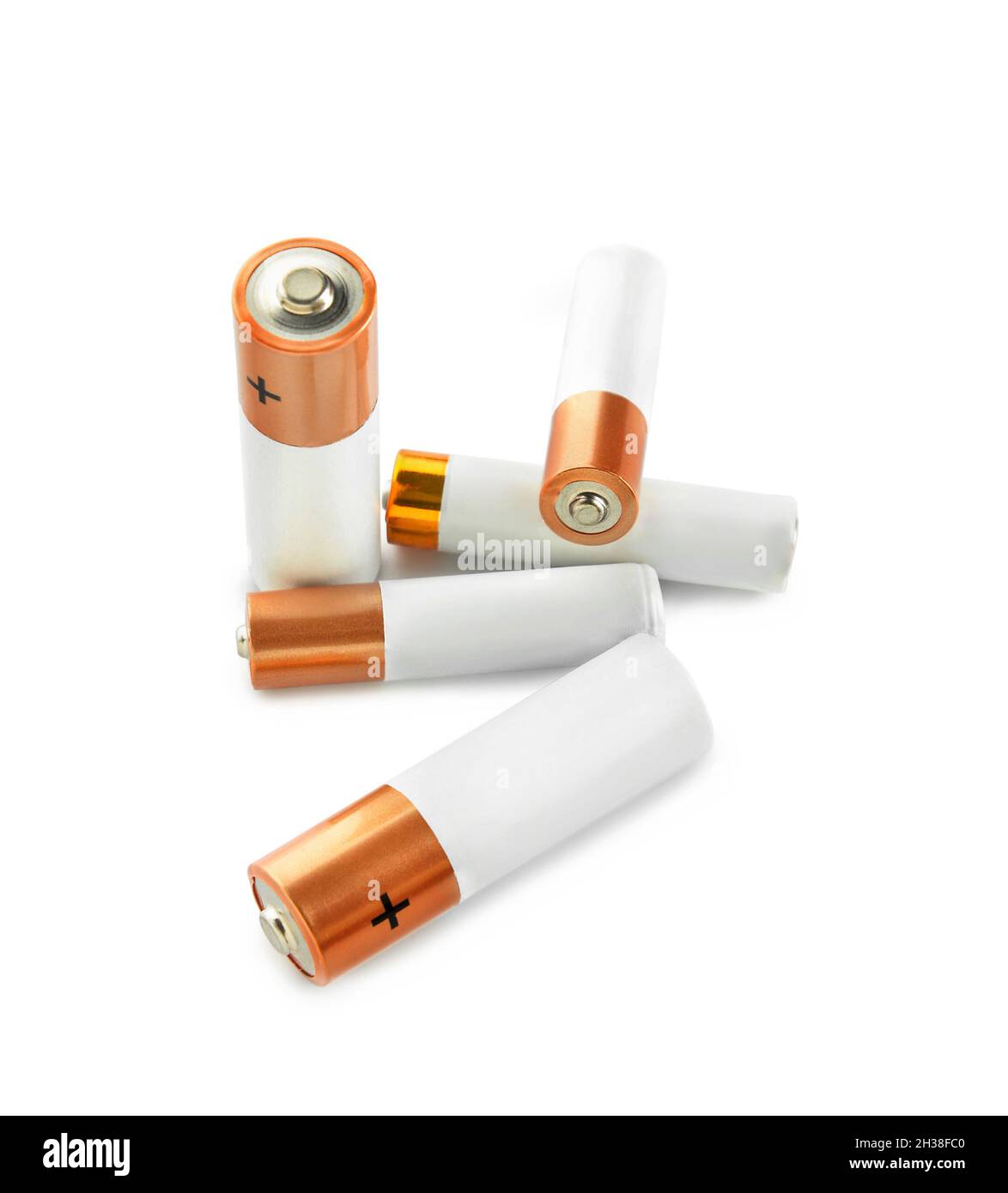 Alkaline batteries isolated on white background Stock Photo - Alamy
