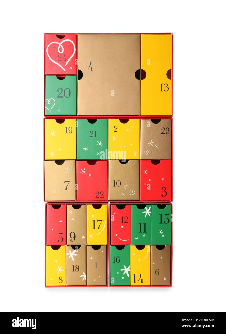 Big advent calendar on white background Stock Photo - Alamy