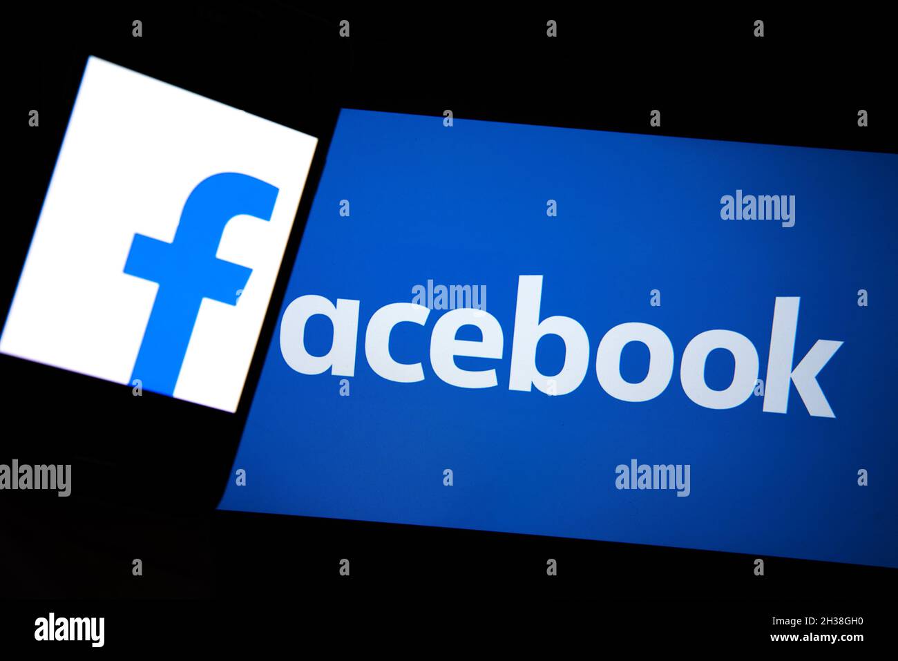 Thailand. 26th Oct, 2021. In this photo illustration, the Facebook logo seen displayed on a ...