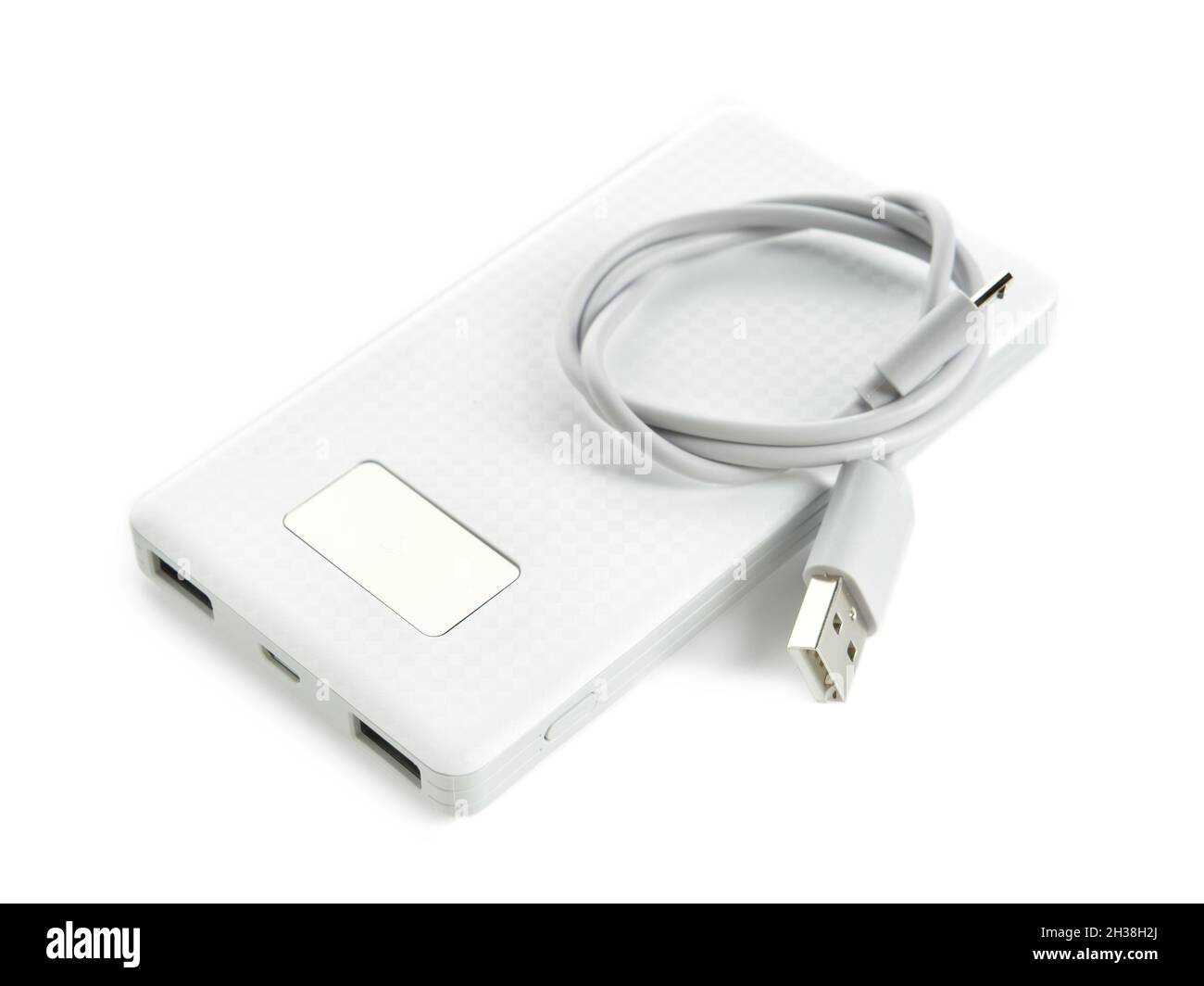 Modern power bank on white background Stock Photo - Alamy