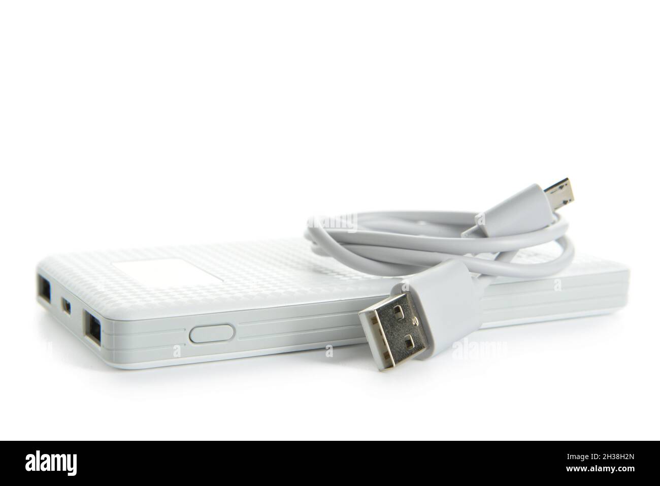 Modern power bank on white background Stock Photo - Alamy