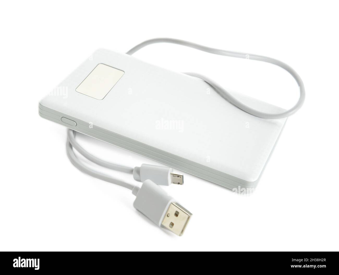 Modern power bank on white background Stock Photo - Alamy