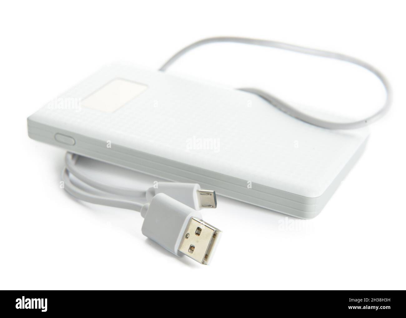 Modern power bank on white background Stock Photo - Alamy
