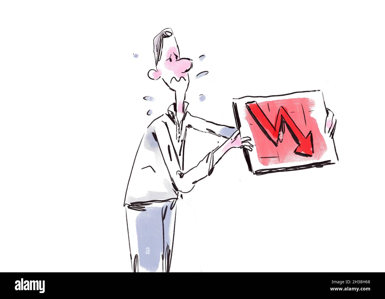 Funny Confusion Guy Show Page With Down Red Arrow, At Work Moment ...