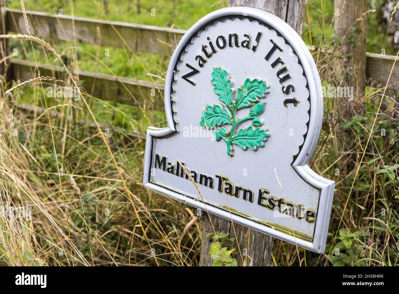 National Trust Malham Tarn Estate sign, Malham Tarn, Yorkshire Dales ...