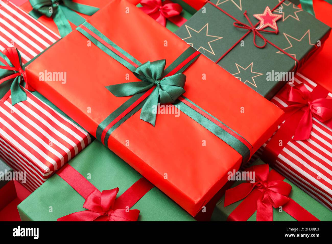 Many gift boxes as background Stock Photo - Alamy