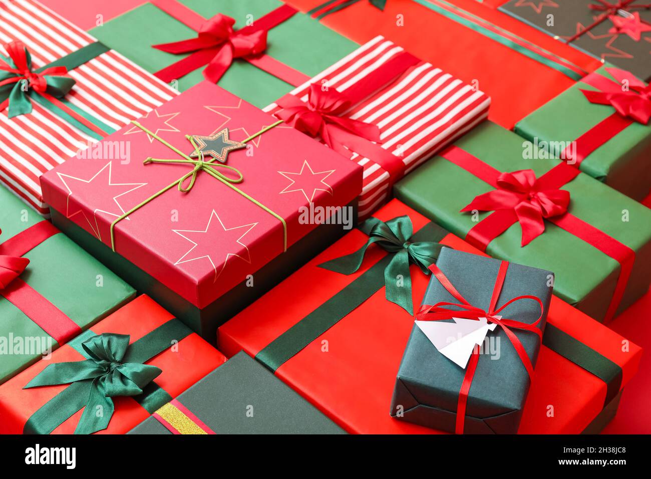 Many gift boxes as background Stock Photo - Alamy