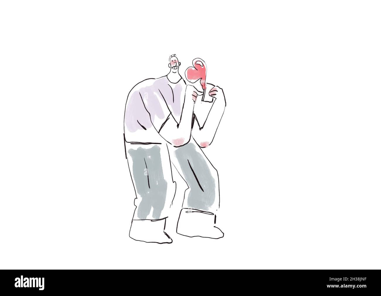 Funny Chubby Cute Guy Texting Little Heart On His Phone, Cute Emotional ...