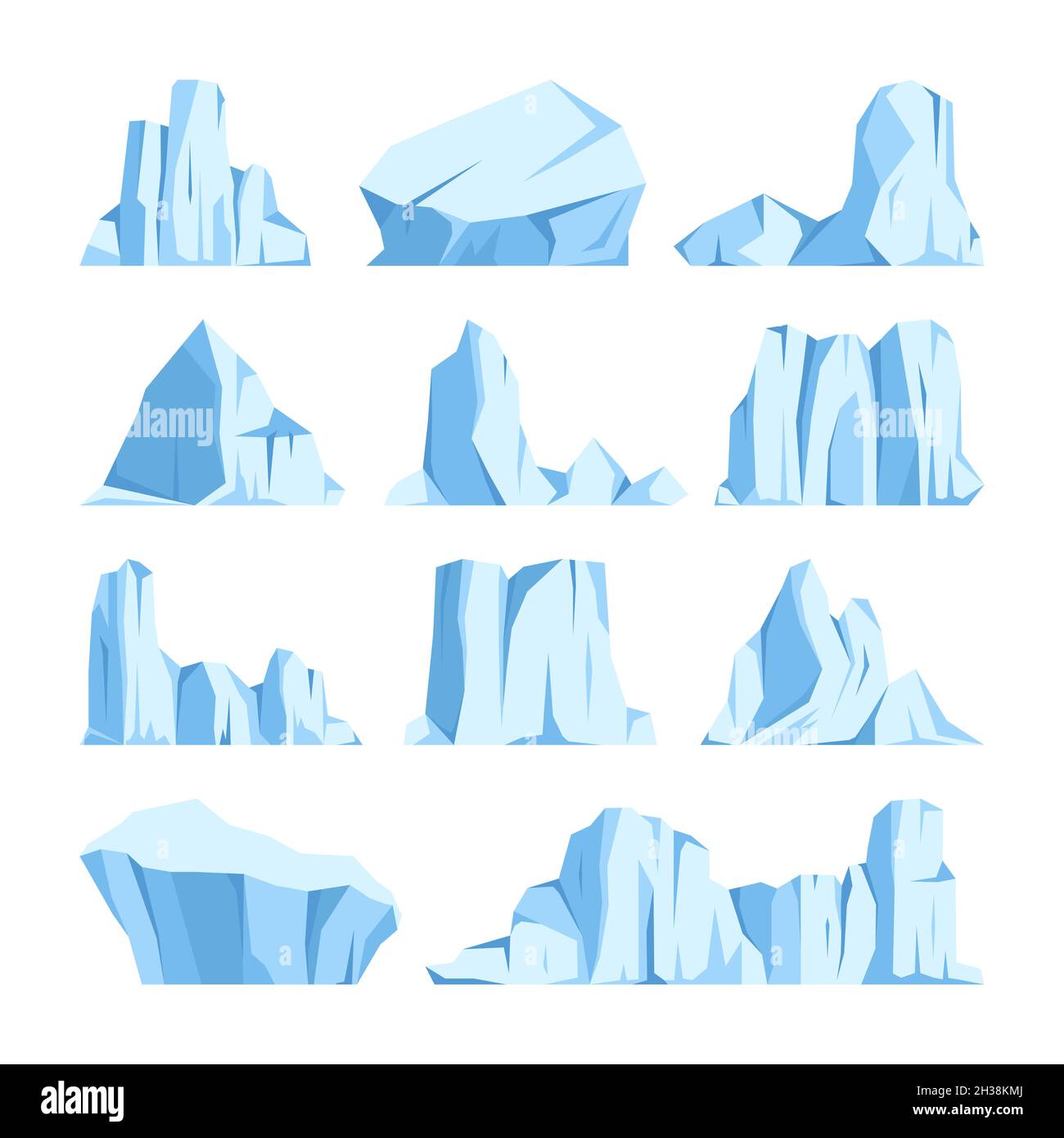 Floating icebergs collection. Drifting arctic glacier, block of frozen ...