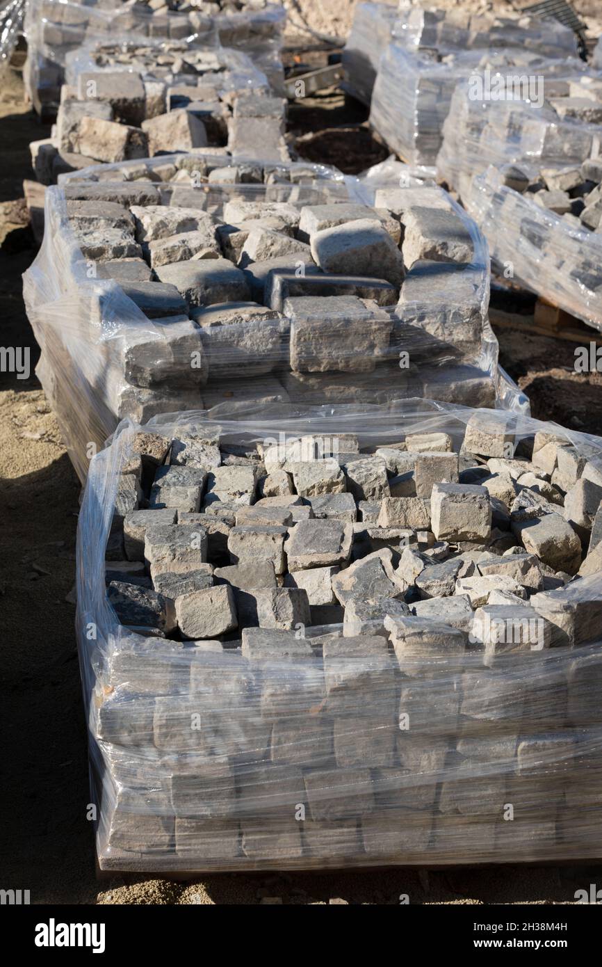 Close up picture of construction device, yellow stamp Stock Photo - Alamy