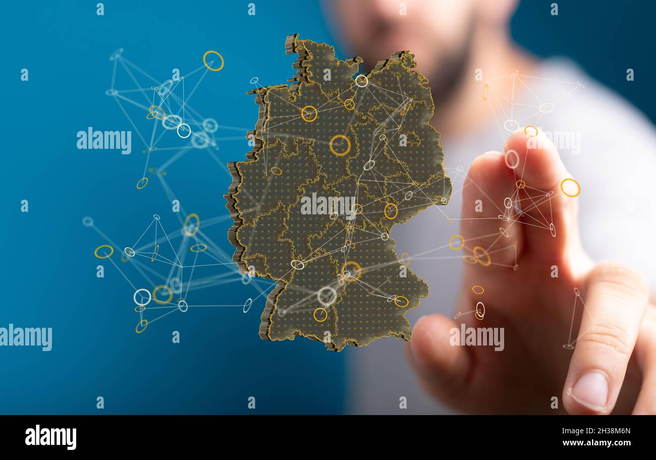 Icon of Germany map with a digital network connection concept Stock ...