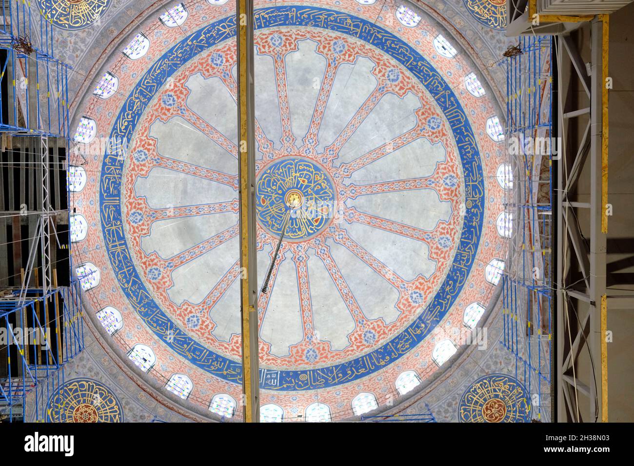 View of the Dome in the Blue Mosque amidst construction - Istanbul ...