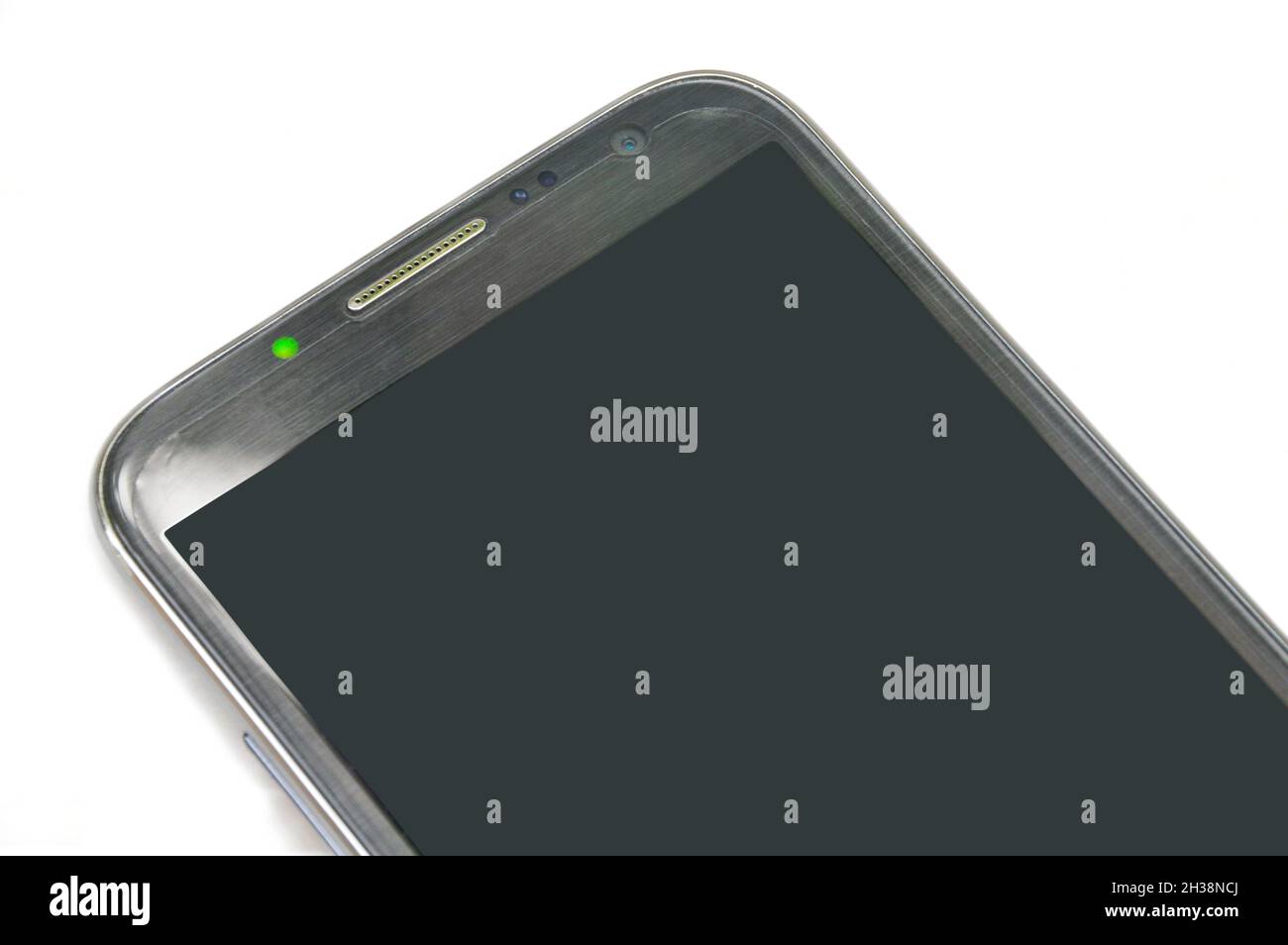 Gray smart and contemporary phone with blank screen isolated on white ...