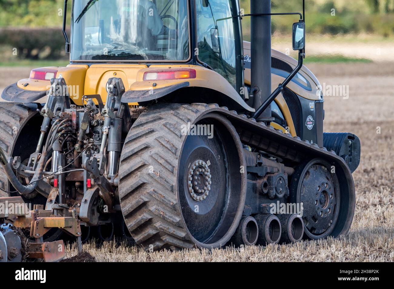 Farmer using a Challenger Agricultural Crawler tractor and pulling a 5 ...