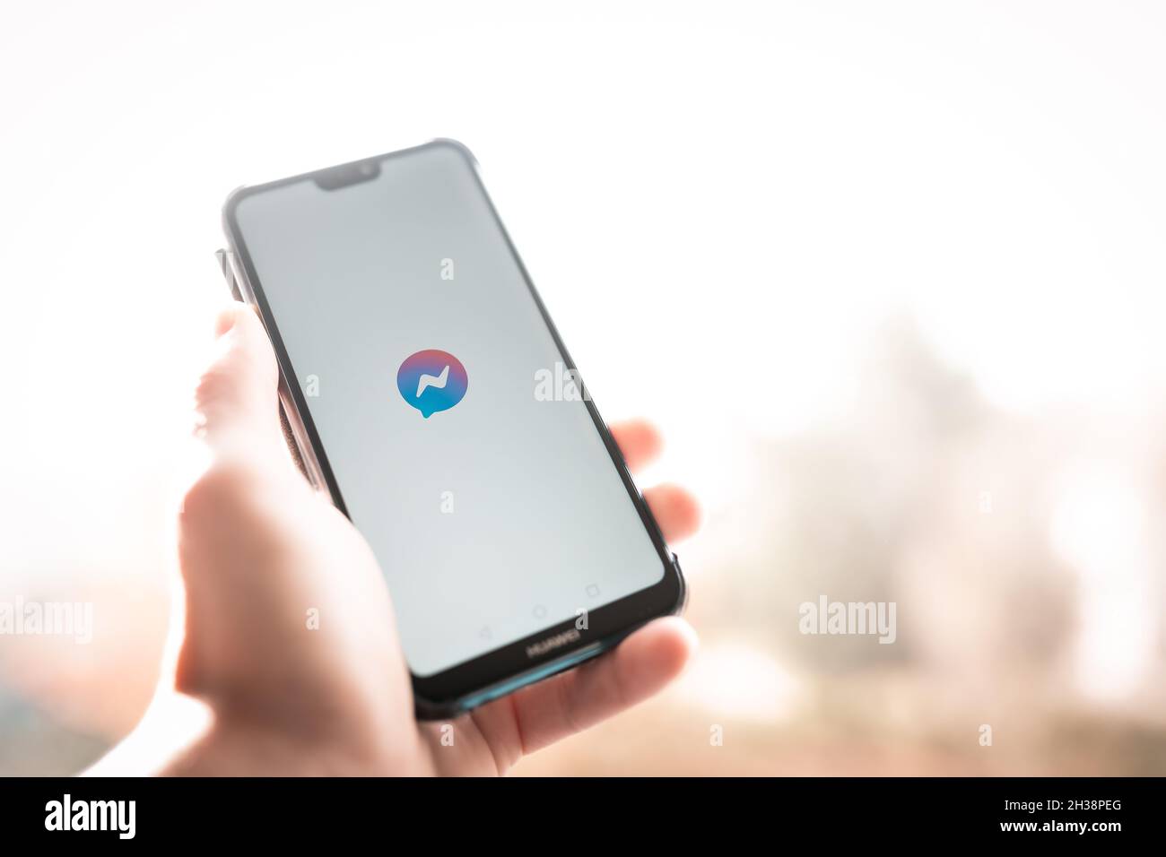 NEW YORK, USA, 1.NOVEMBER 2021 : Messenger application icon on HUAWEI ...