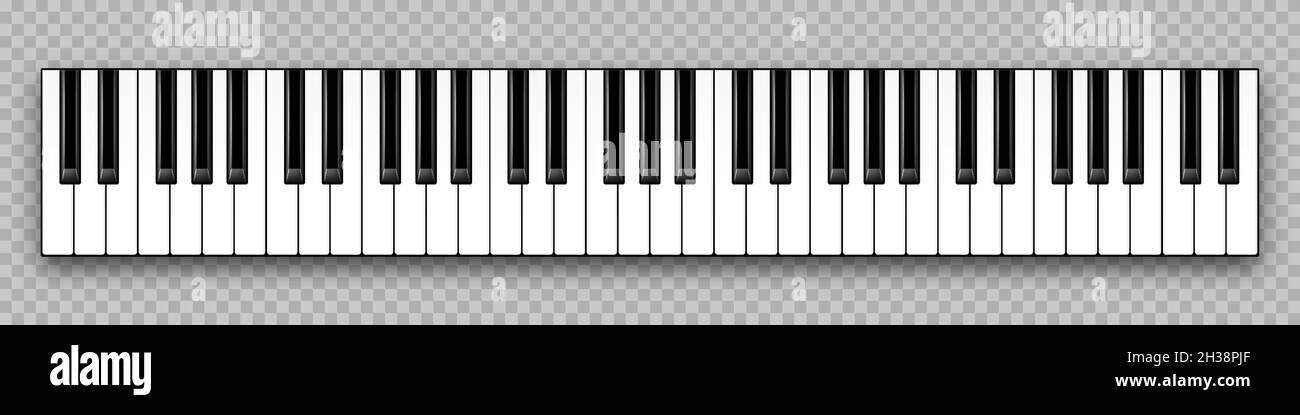 Realistic piano key. Musical instrument keyboard on checkered ...