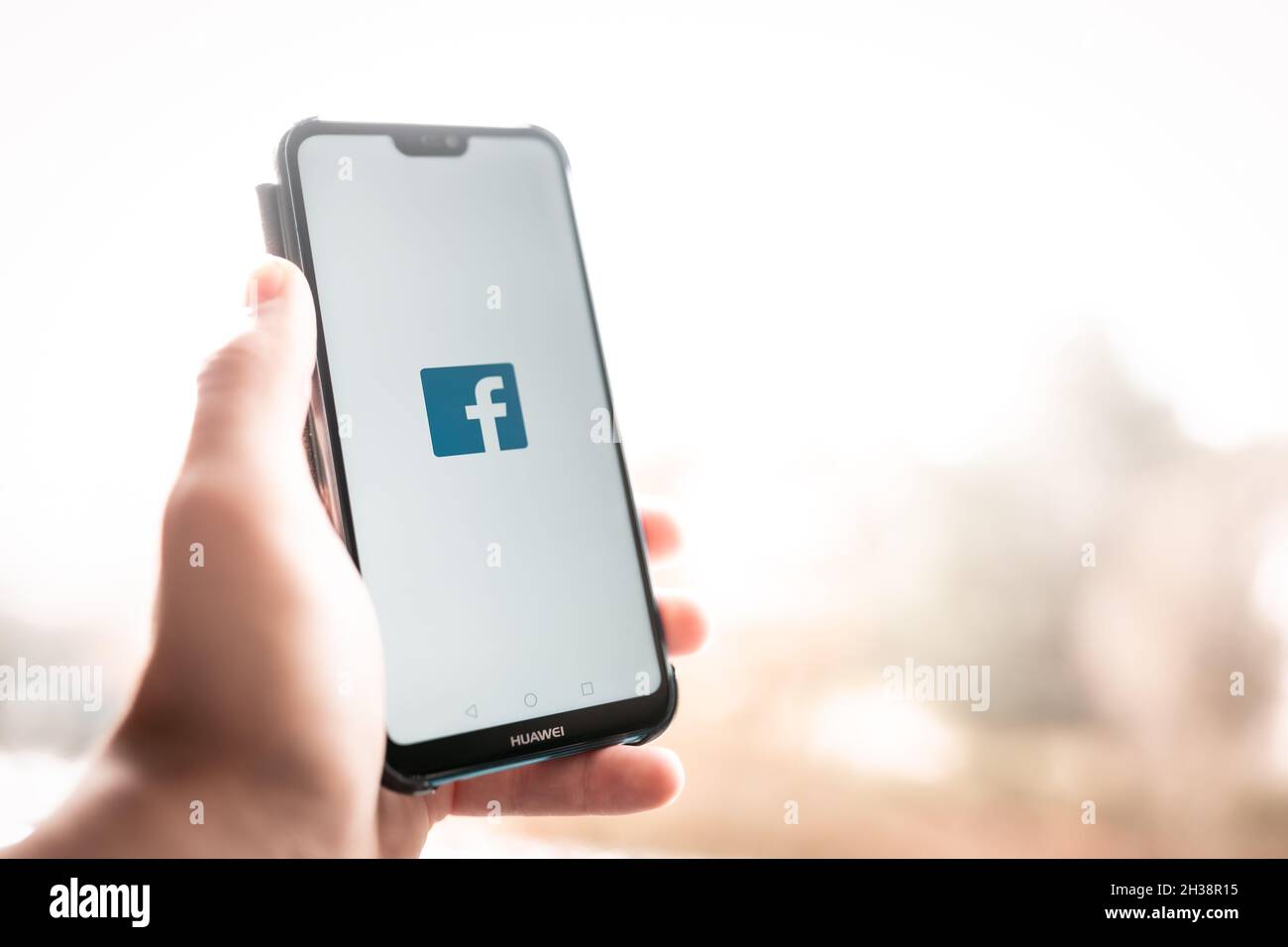 NEW YORK, USA, 1.NOVEMBER 2021 : Facebook application icon on HUAWEI ...