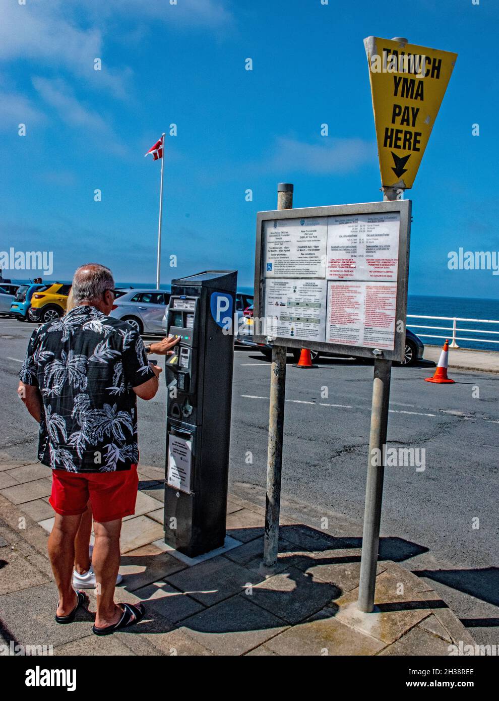 Paying for parking at Aberystwyth, Wales. UK Stock Photo - Alamy