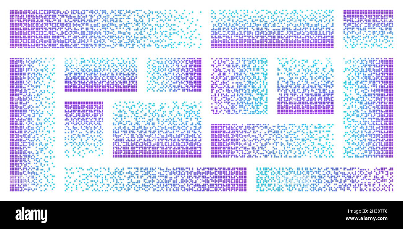 Pixel disintegration, decay effect. Various rectangular elements made ...