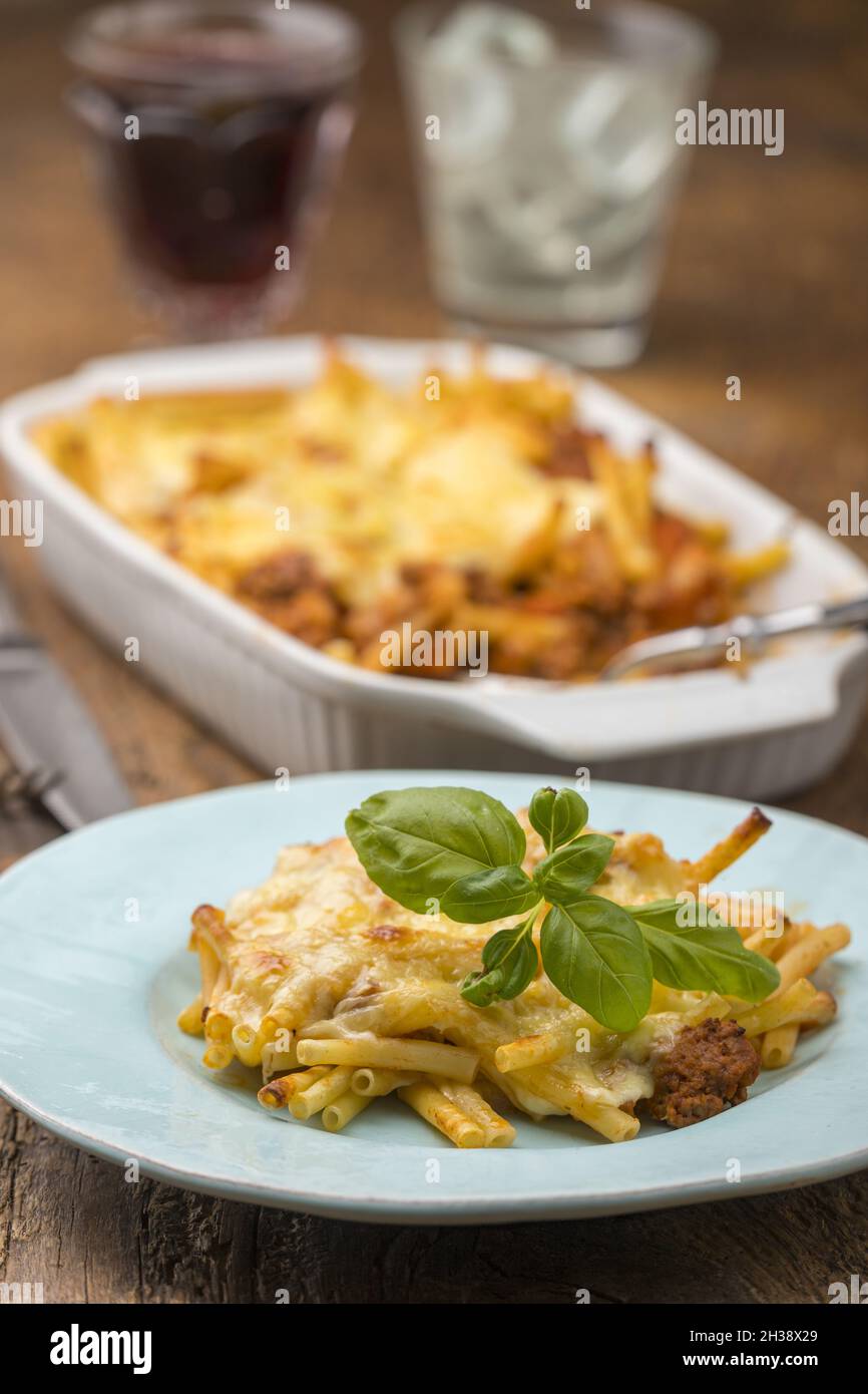 baked italian maceroni pasta with cheese Stock Photo - Alamy