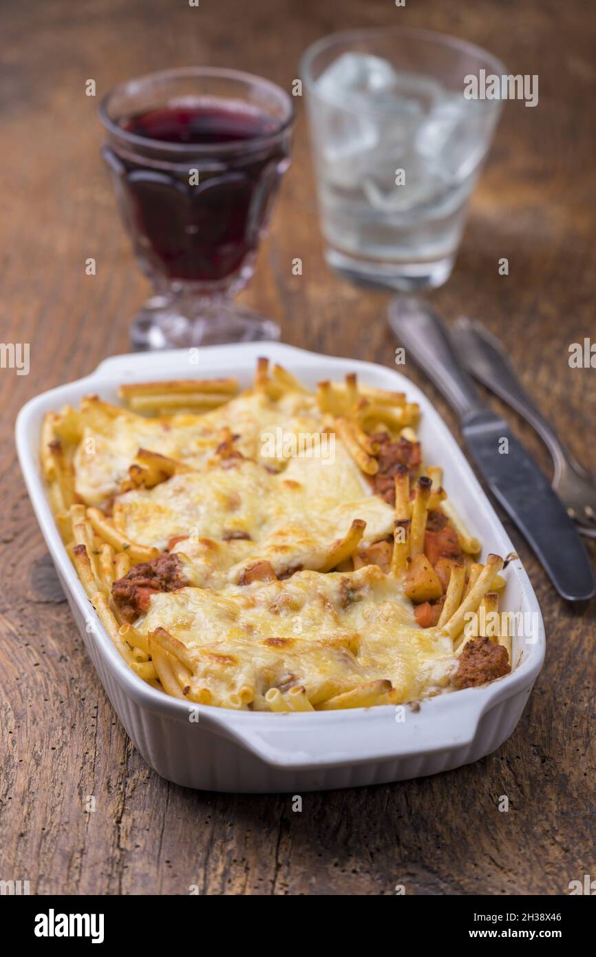 baked italian maceroni pasta with cheese Stock Photo - Alamy