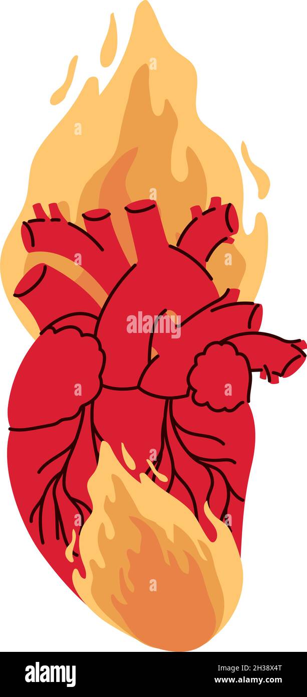realistic heart with fire Stock Vector Image & Art - Alamy