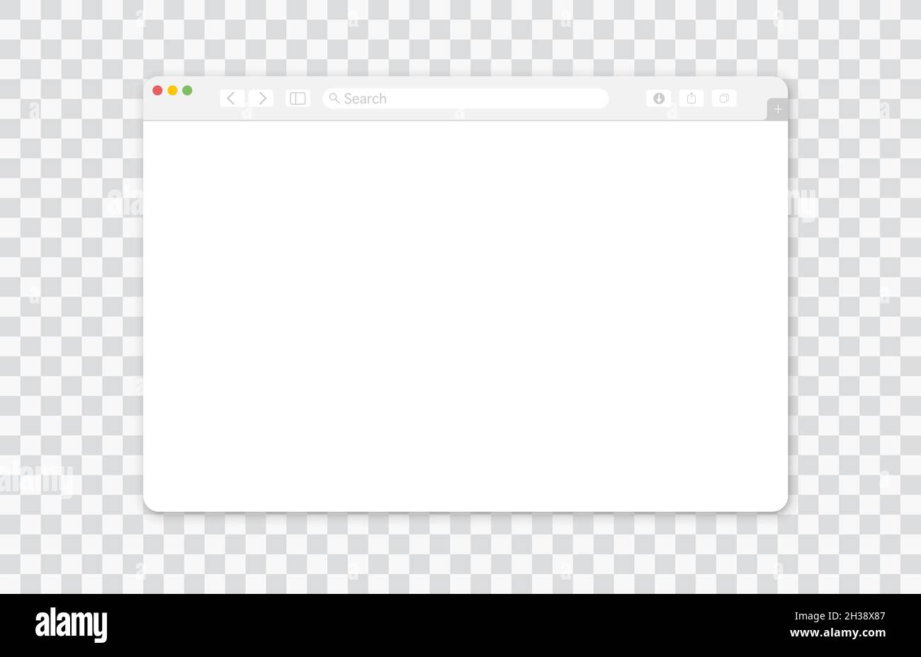 Empty browser window on transparent background. Empty web page mockup ...
