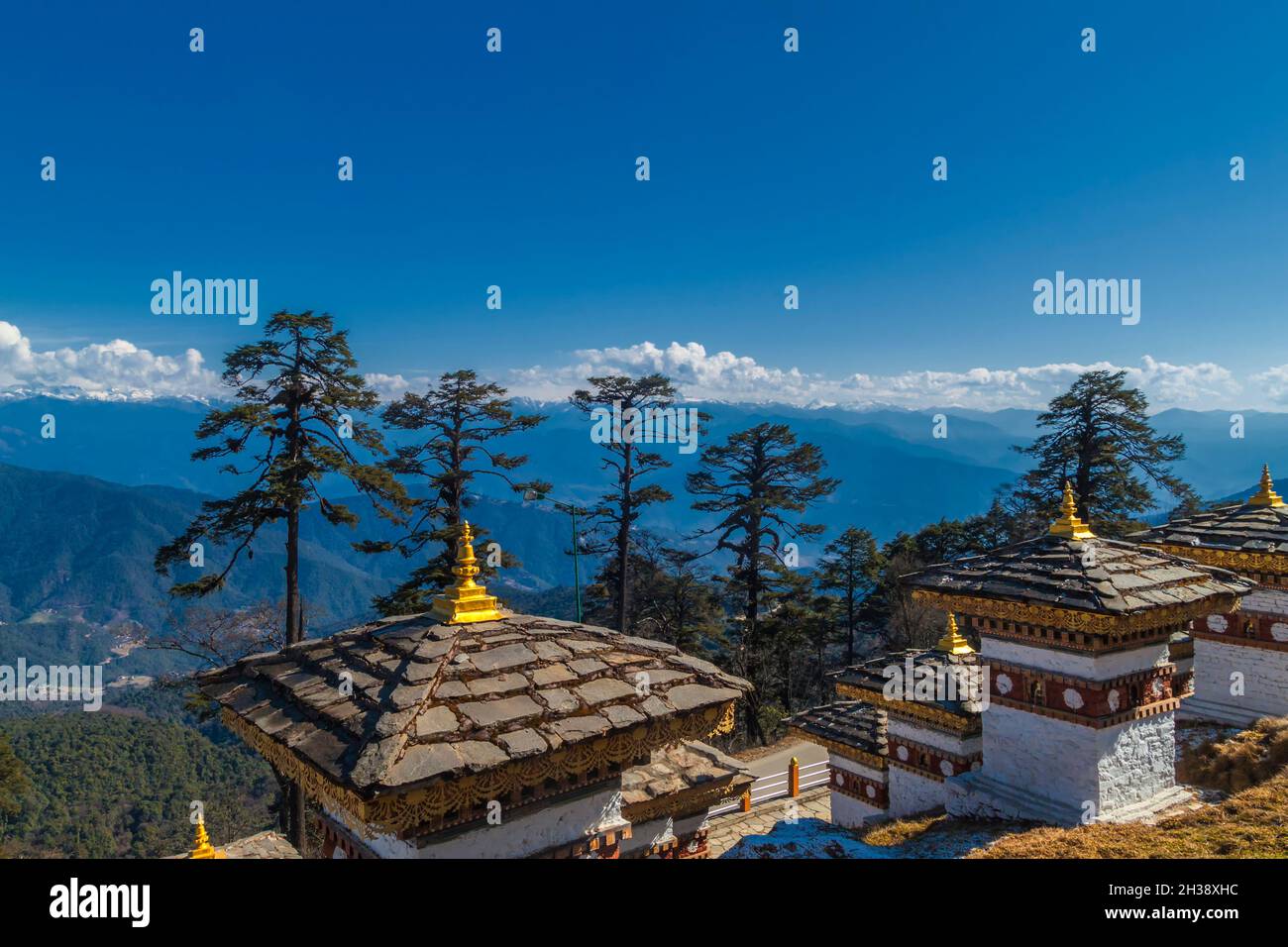 108 Memorial Chortens of Dochula Pass in Thimphu, Bhutan Stock Photo ...
