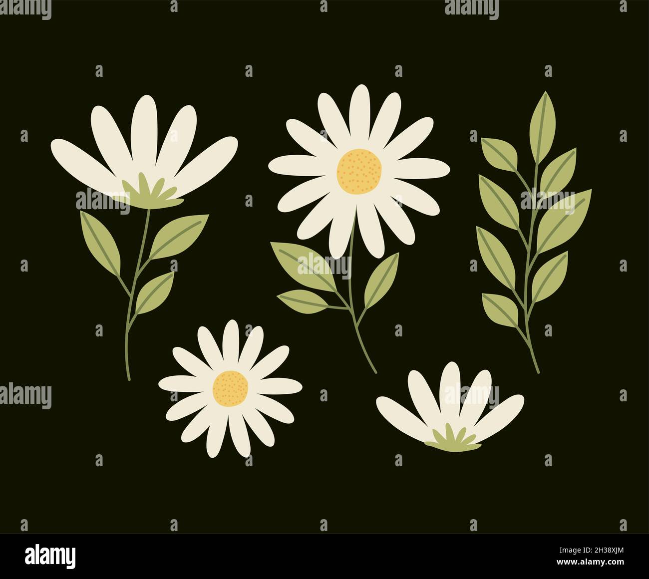 Nice green white flowers Stock Vector Images - Alamy