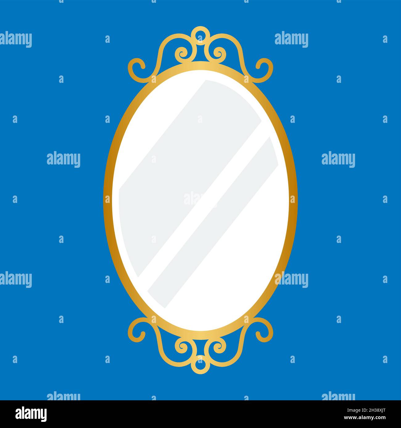 Retro oval mirror icon. Mirror frame decoration antique ornament vector ...