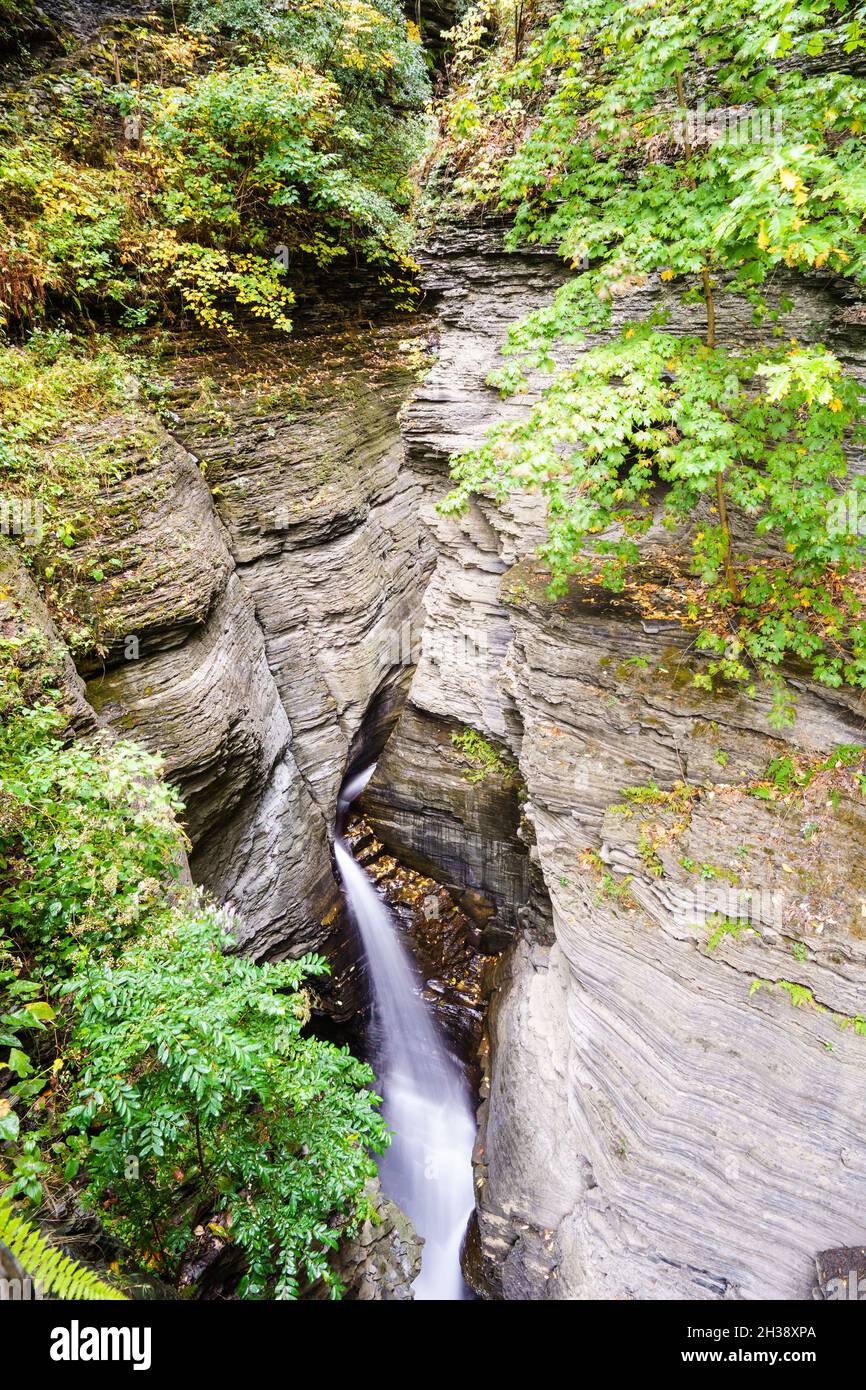 Small falls in Watkins Glen State Park, Finger Lakes, USA Stock Photo ...