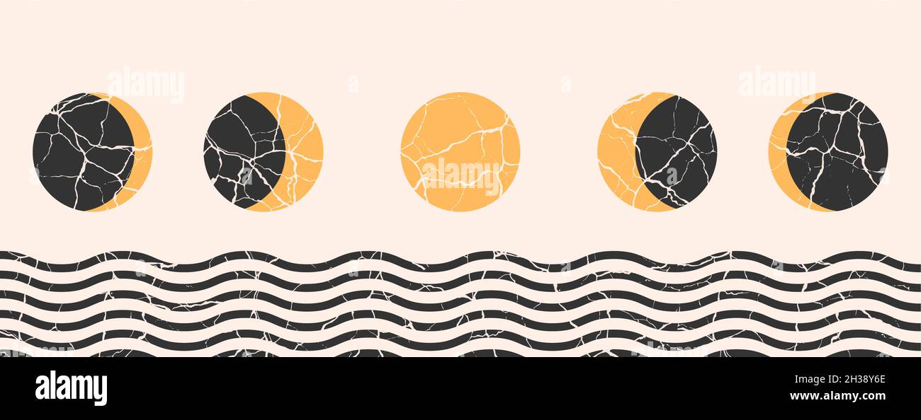 Vector modern moon minimal art background. Moon cycle minimalist design ...