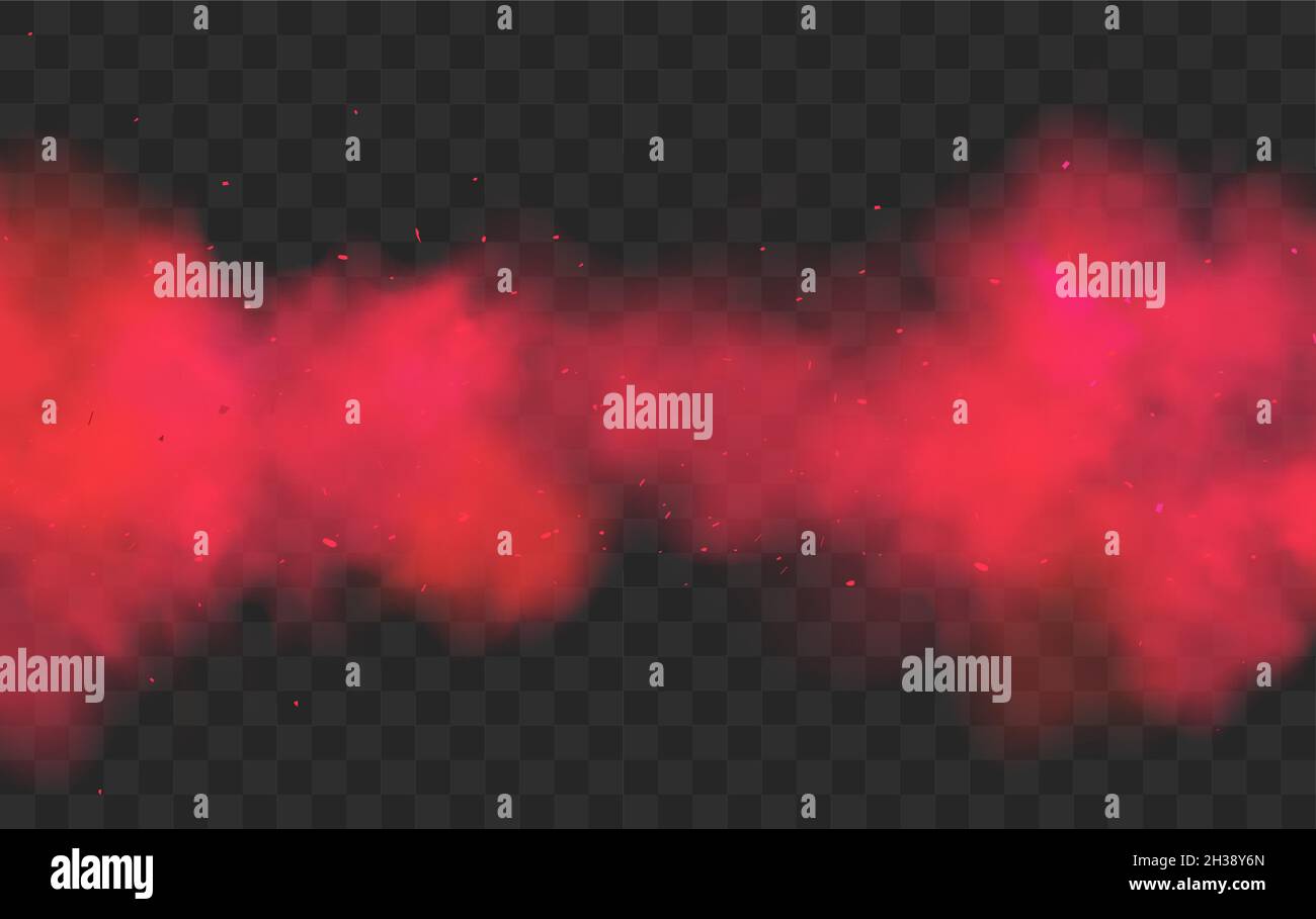 Smoke red fog background effect. Vector red steam cloud mist smoke ...