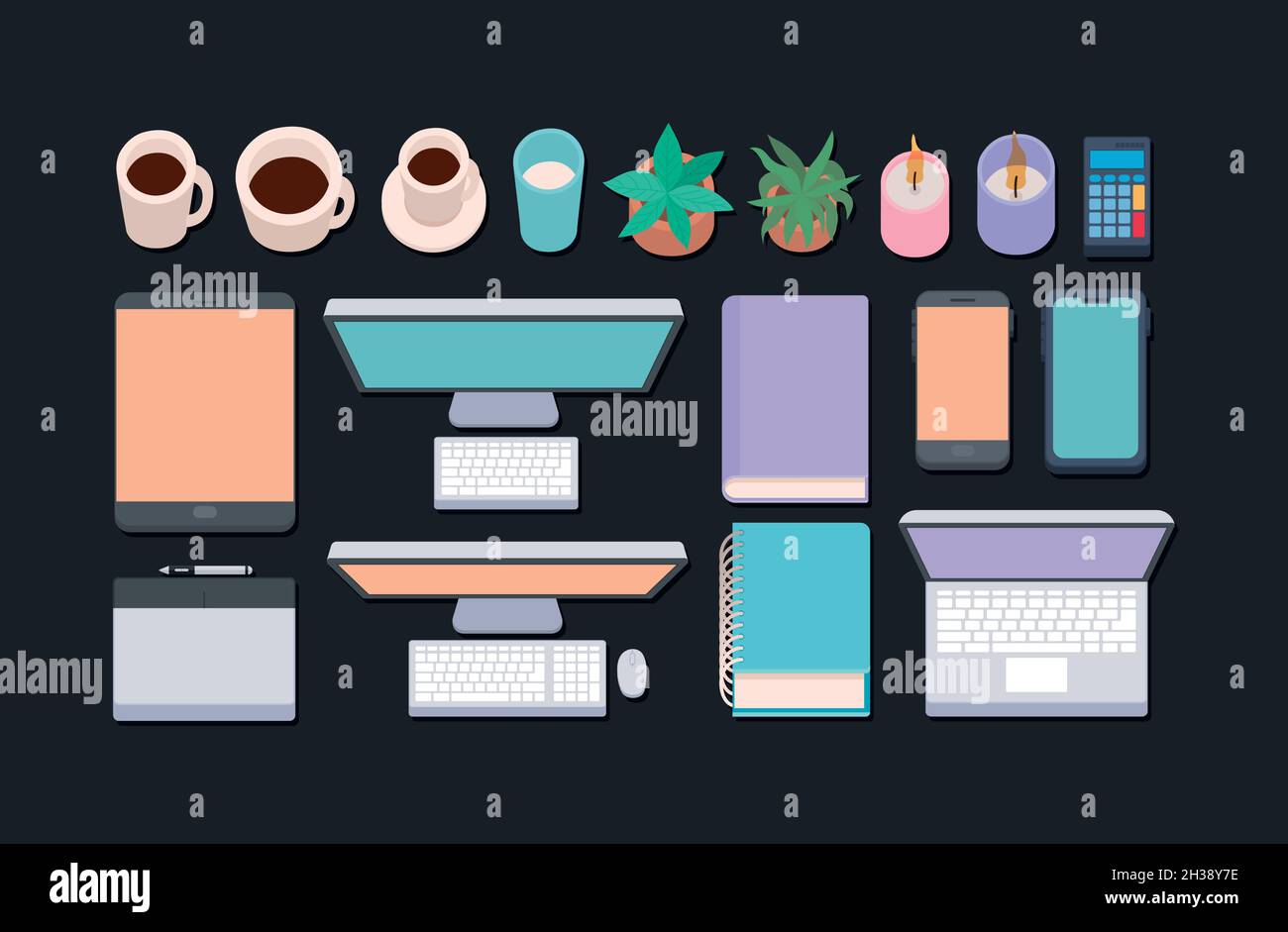 work space items Stock Vector Image & Art - Alamy
