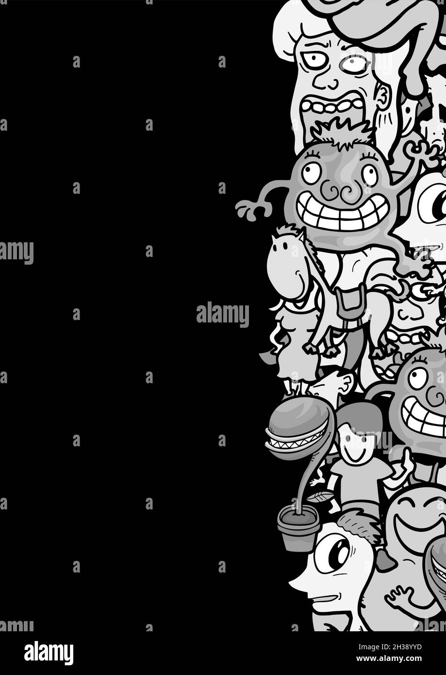 Vertical vector illustration cartoon Black and White Stock Photos ...