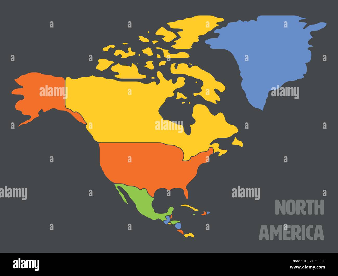 Smooth map of North America continent Stock Vector Image & Art - Alamy