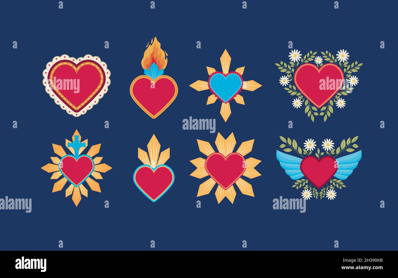 eight nice hearts Stock Vector Image & Art - Alamy