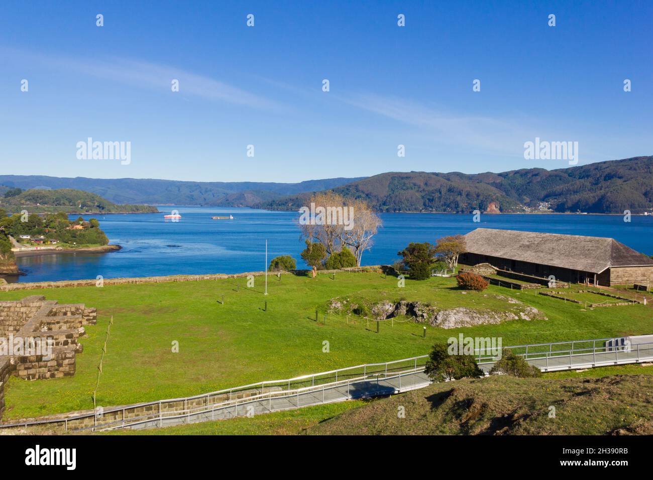 Top views of Niebla Fort in Valdivia, South Chile Stock Photo - Alamy