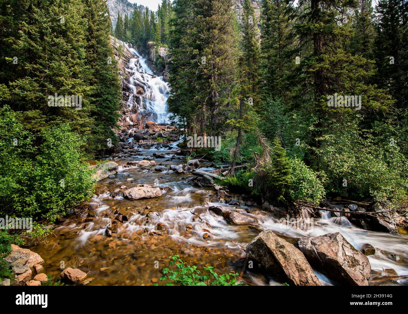 Hidden Falls on Cascade Creek from the Hidden Falls Trail, Grand Teton ...