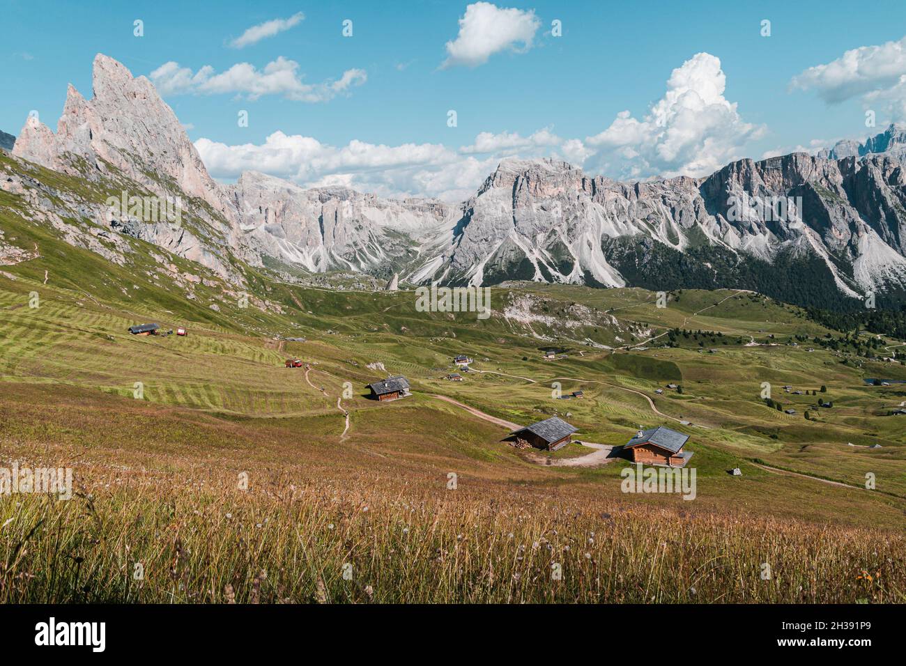 Famous Puez-Geisler Nature Park, a nature reserve in the Dolomites in ...