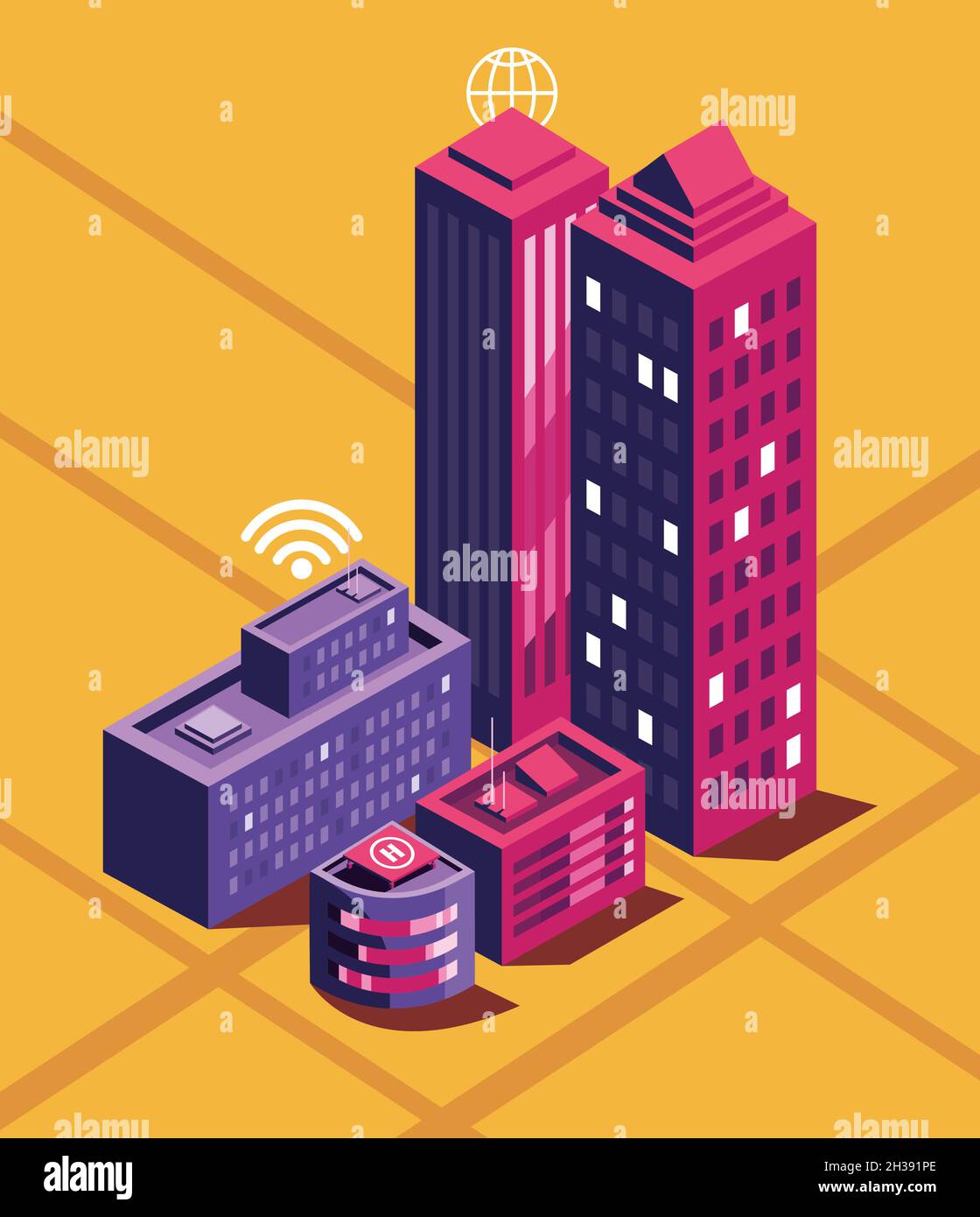 nice smart city cartel with buildings Stock Vector Image & Art - Alamy