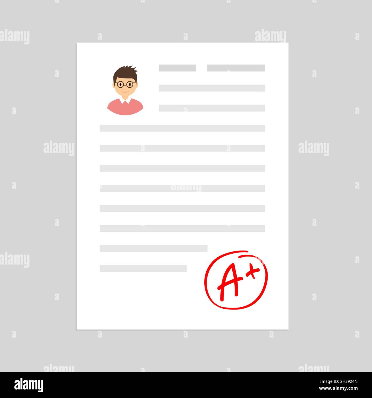 Grade result A plus. Hand drawn vector grade A plus in red circle. Test ...