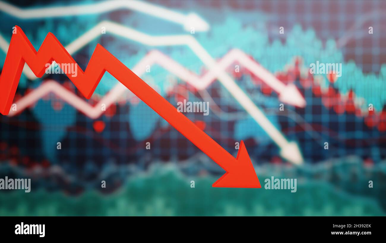 Graphs representing the stock market crash. 3d illustration Stock Photo ...